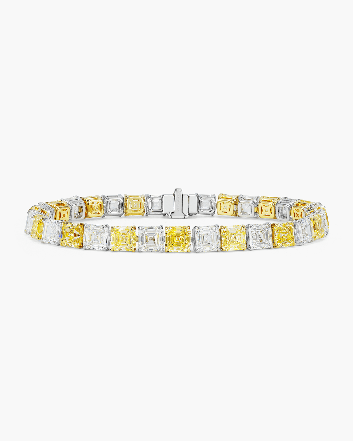 Asscher Cut Yellow and White Diamond Bracelet – Ronald Abram US