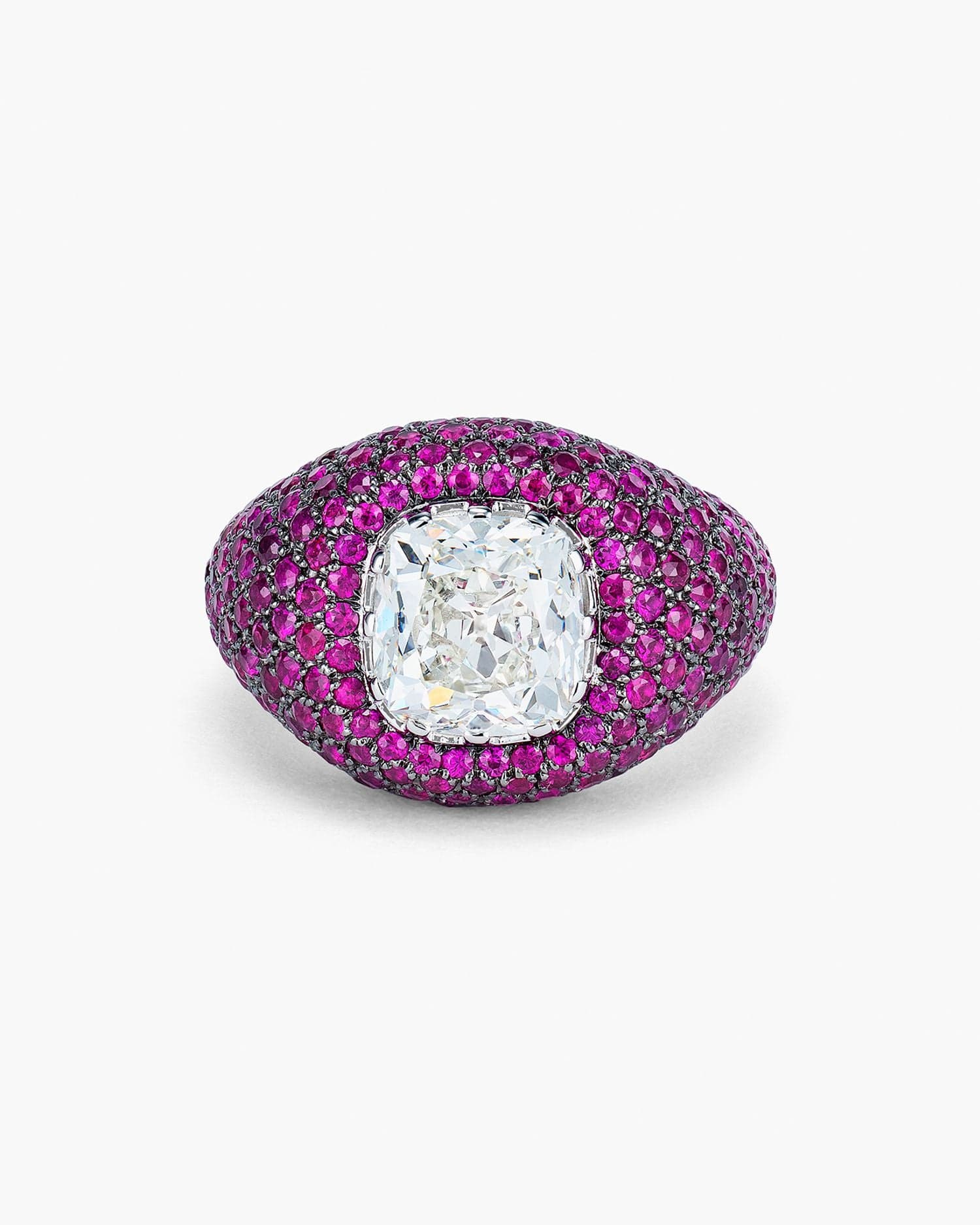 3.01 carat Cushion Cut Diamond and Ruby Ring – Ronald Abram US