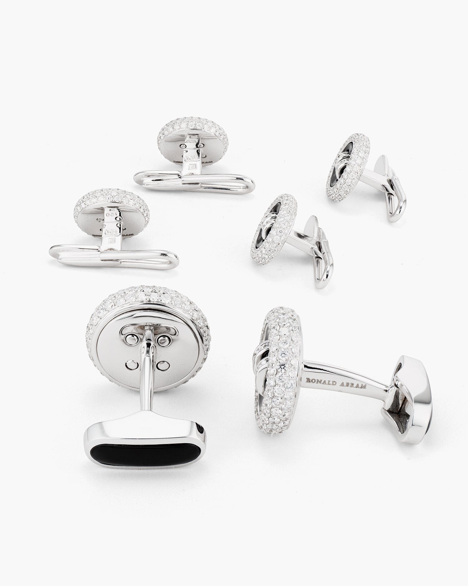 Diamond and Onyx Button Cufflinks and Stud Set – Ronald Abram US