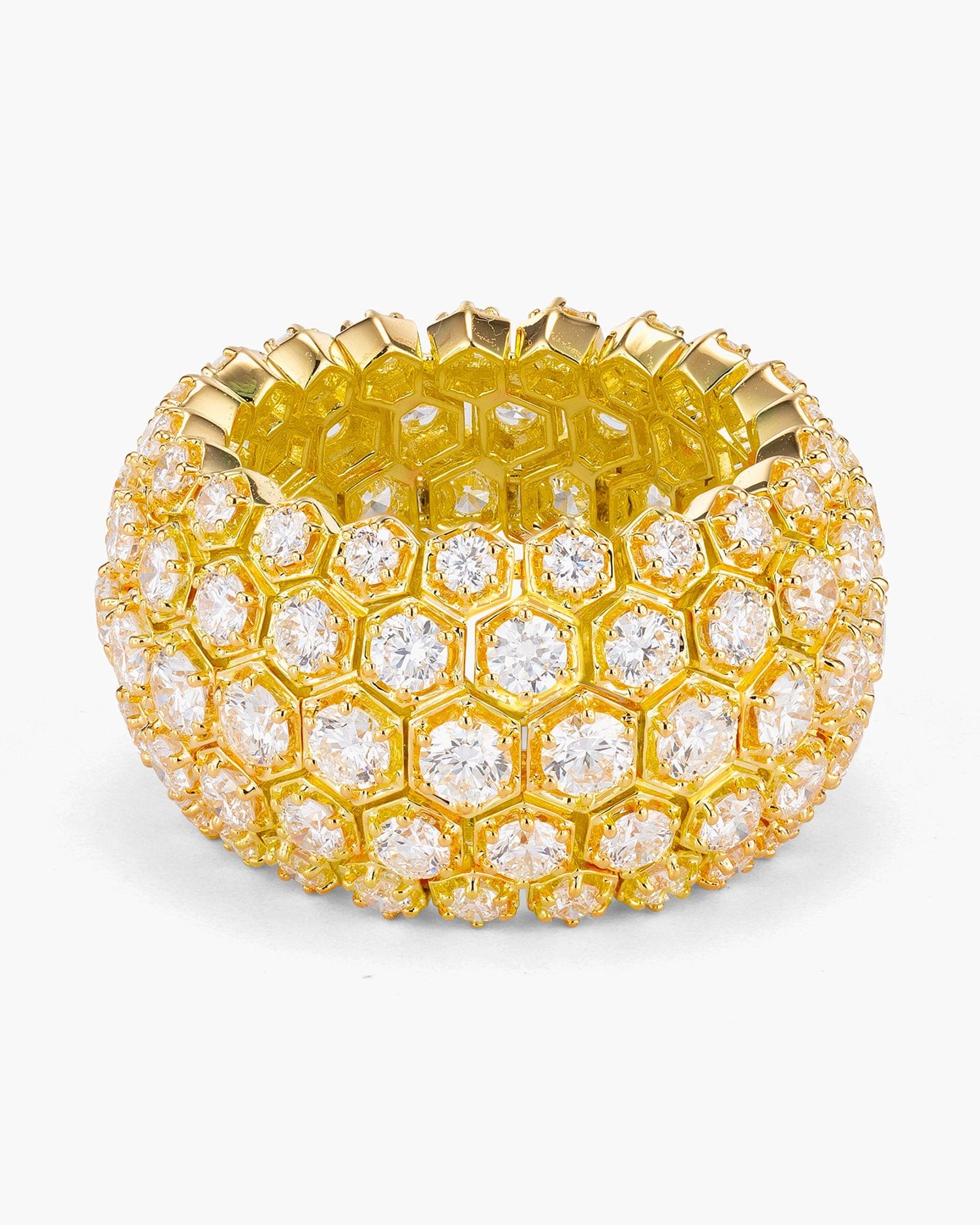 Round Brilliant Cut Hexagonal Yellow Gold Eternity Ring – Ronald Abram US
